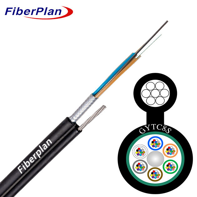 High Strength Figure 8 24 Core Aerial Fiber Optic Cable With Steel Wire ...