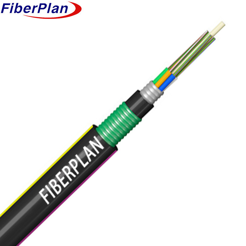 6/12/24/48/72/96/144 Fibers Outdoor Armored Fiber Optic Cable GYFTA53