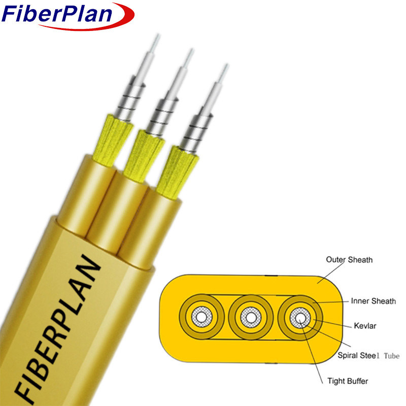 Flat Triplet Armored Kevlar Strengthen Triple Cores Indoor Cable