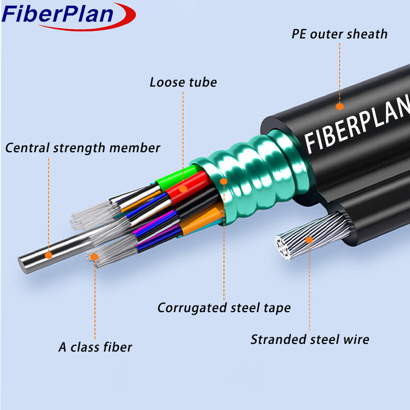 4-48 Core GYTC8S Armored Figure 8 Aerial FTTH Fiber Optic Cable