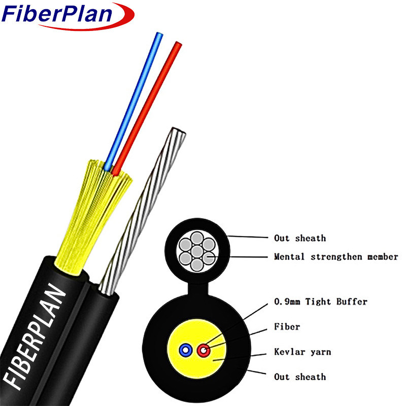 Fiber To The Home Aerial Drop Cable Aramid Yarn 2 Core FTTH