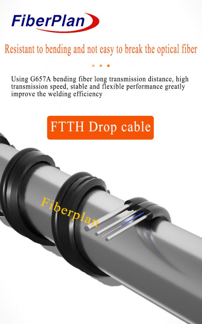1 To 4 Core FTTH Cable With Messenger For Outdoor Distribution